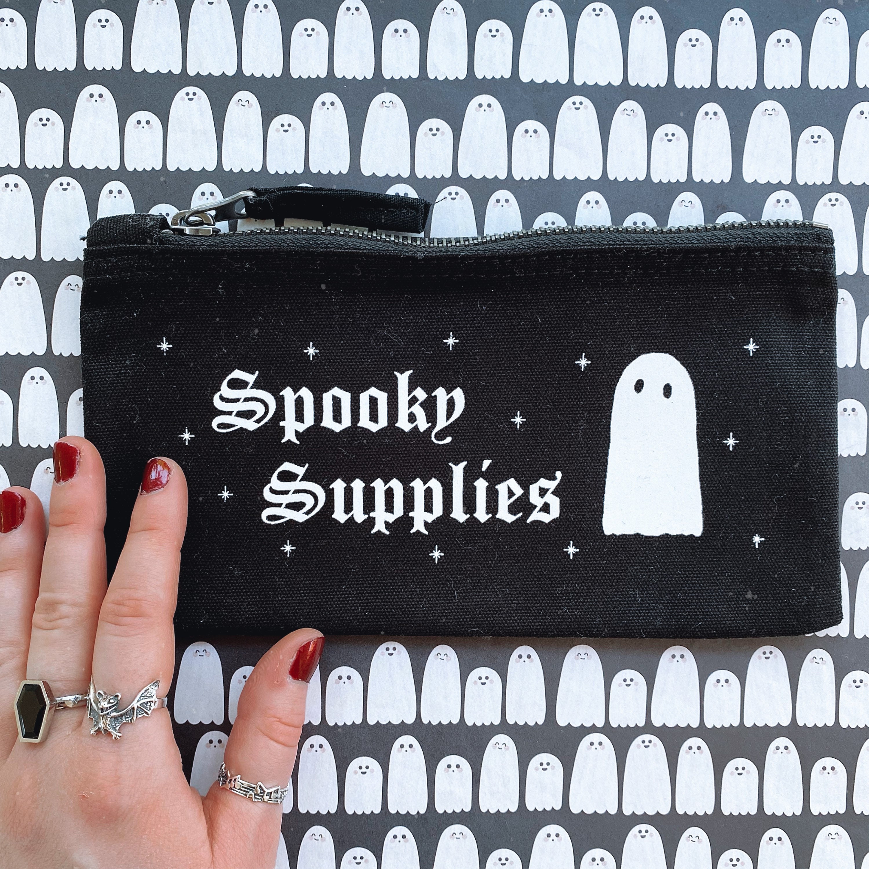 Spooky Supplies Ghost Pencil Case // Goth Makeup Bag Goth - Etsy