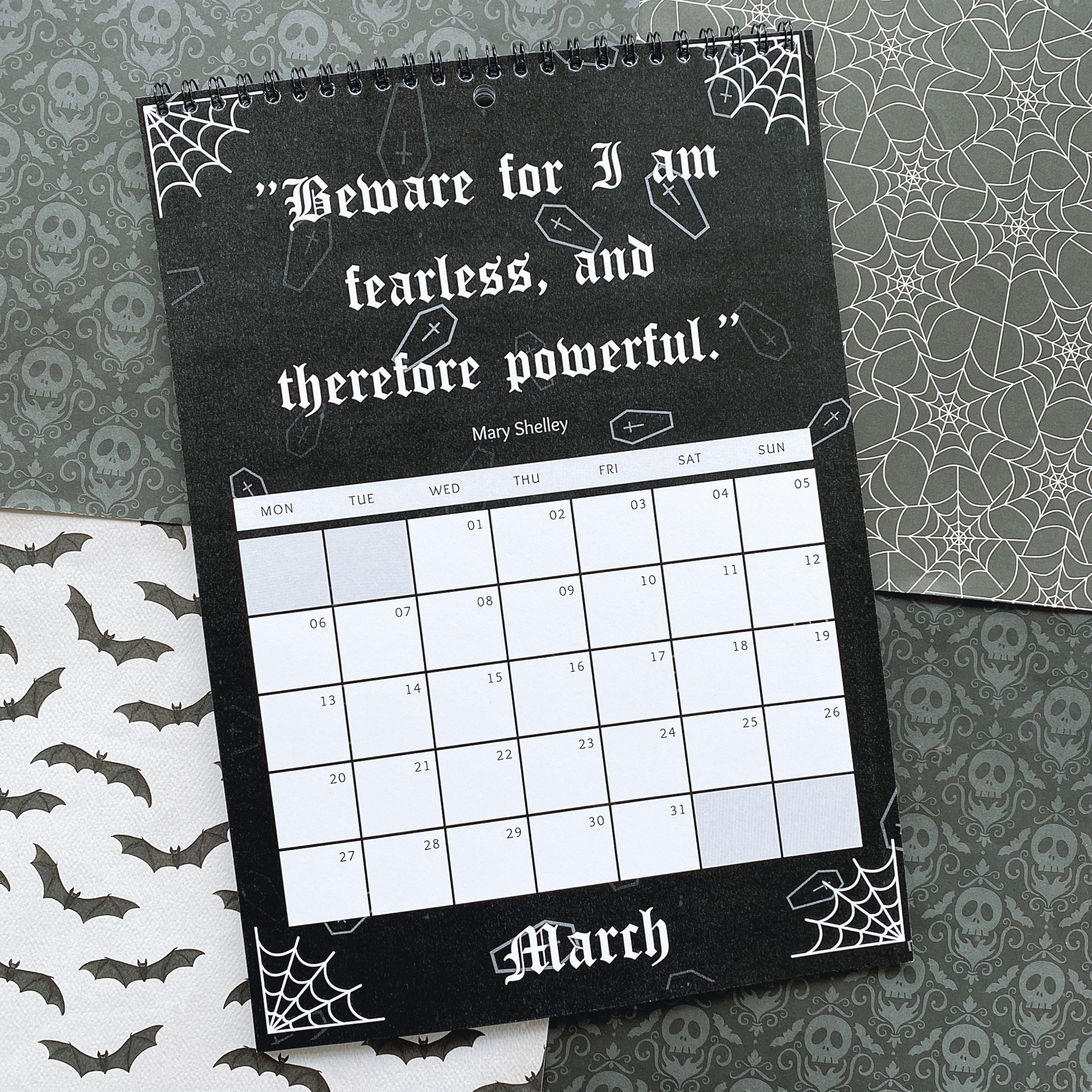 Goth Calendar 2023 // Gothic Planner Goth Stationery Edgar - Etsy