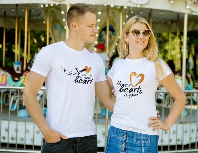 Gold Heart Couples Tshirts Matching Couple Shirts Matching - Etsy