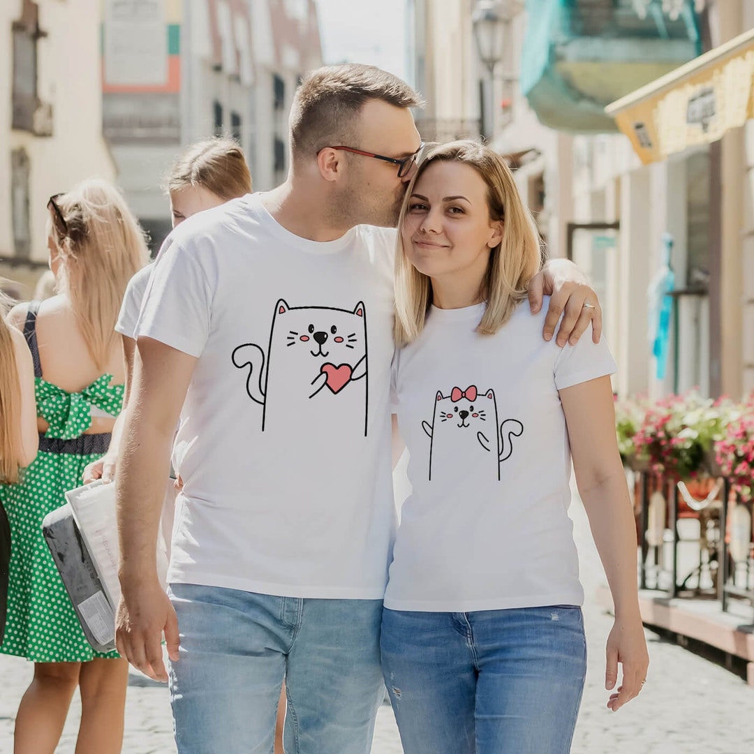 Cat Lovers Tshirts for Couple - Matching Couple Shirts - Matching Tees ...