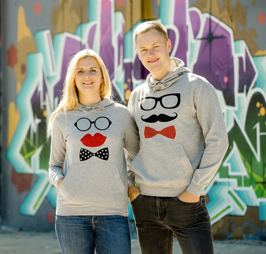 Lips Moustache Hoodies -couple Matching Hoodies - Pärchen Hoodies - His ...