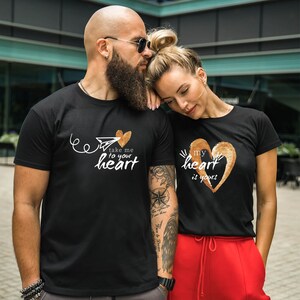 Gold Heart Couples Tshirts Matching Couple Shirts Matching Tees Pärchen ...