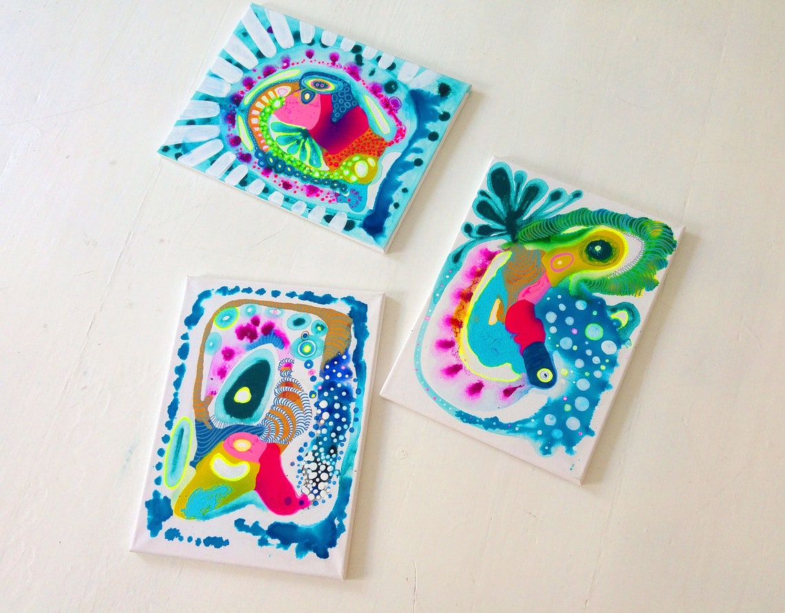 Organic Abstract Painting on Canvas Floral Organic Art Green - Etsy