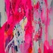 Modern Colorful Abstract Art, Fluo Pink Painting on Canvas, Original ...