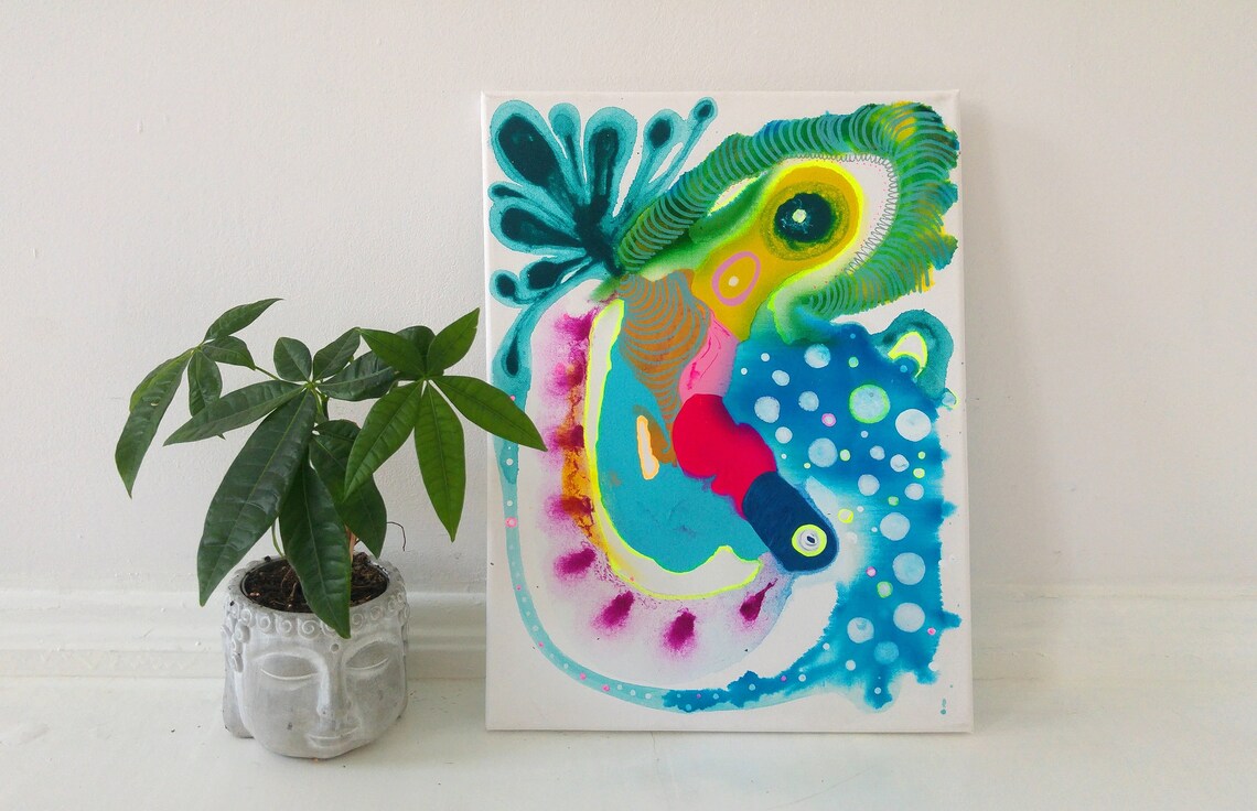 Organic Abstract Painting on Canvas Floral Organic Art Green - Etsy