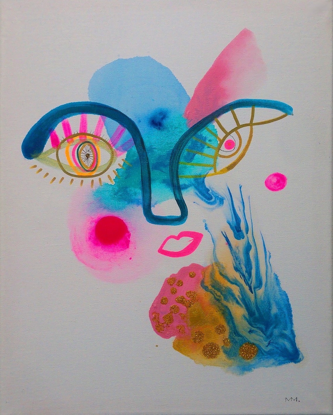 Painting on Canvas Original Face Abstract Colorful Art - Etsy