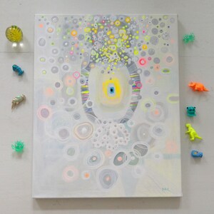 Original Joyful Abstract Painting on Canvas Pastel Neon Colors | Etsy