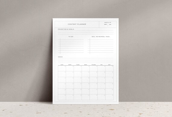 Content Planner Printable Minimal Content Planner - Etsy