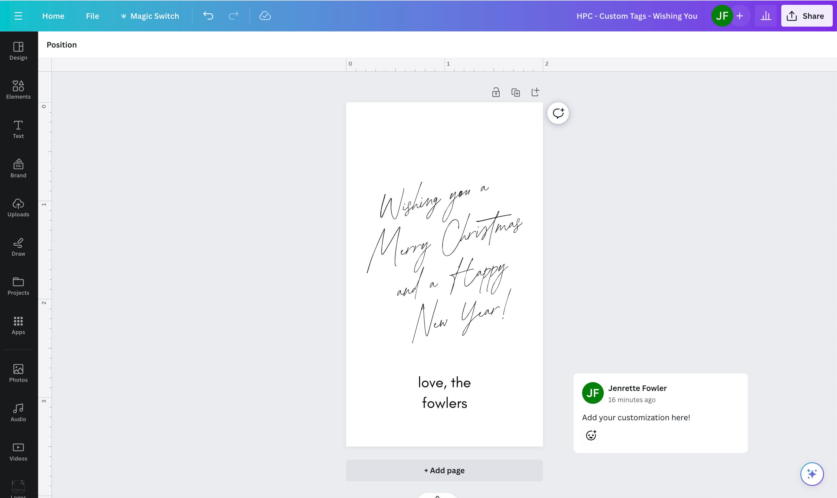 Editable & Printable Custom Wishing You Merry Christmas Gift Tag - Etsy