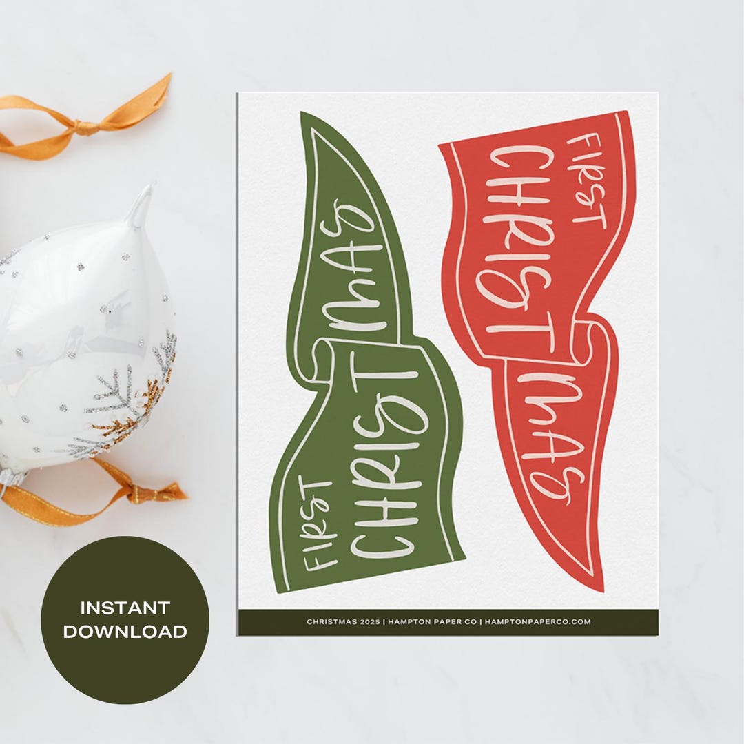 First Christmas Printable Pennant | Baby’s First Christmas Banner ...
