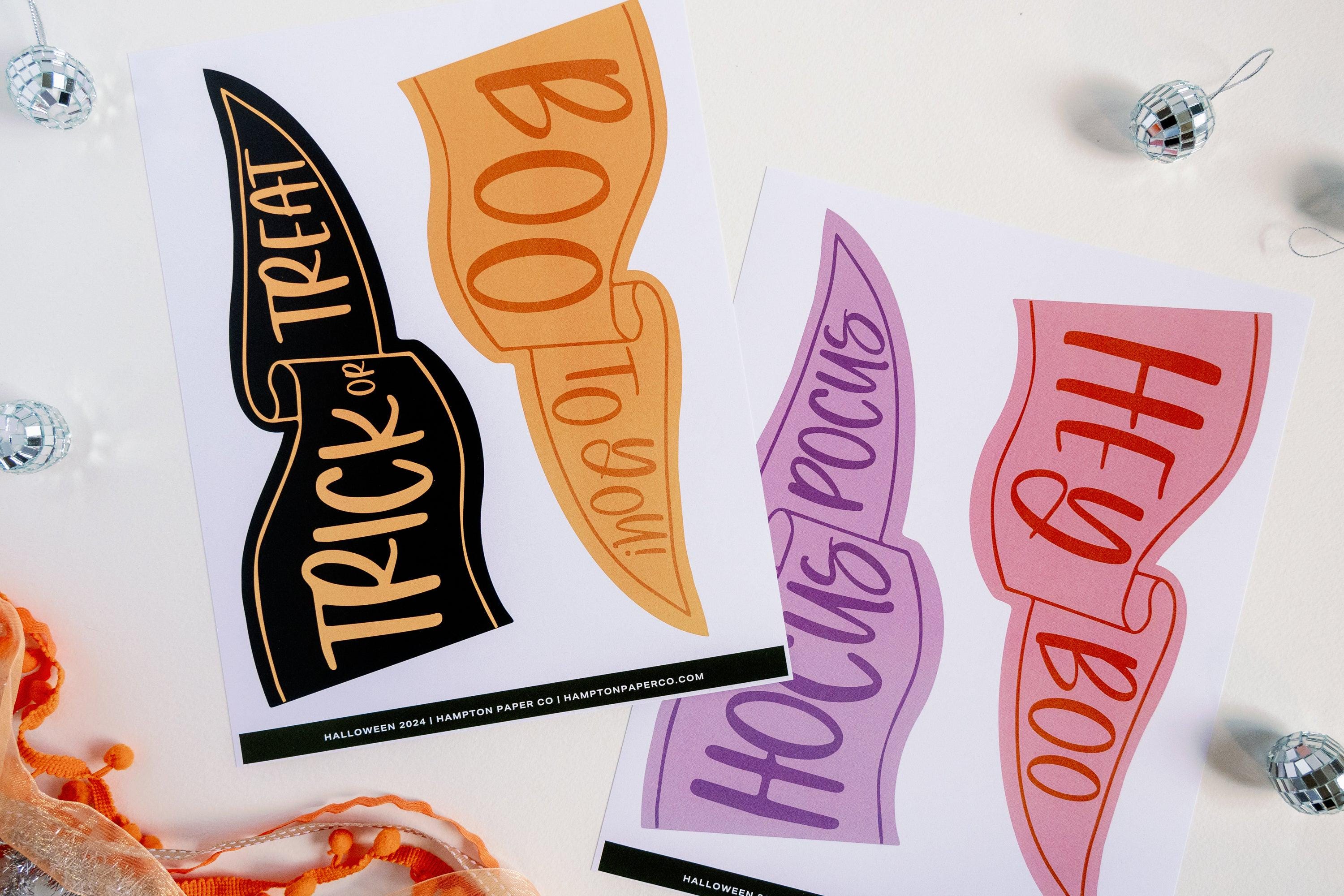 Halloween Printable Pennant Set – DIY Banner, 4 Printable Pennants ...
