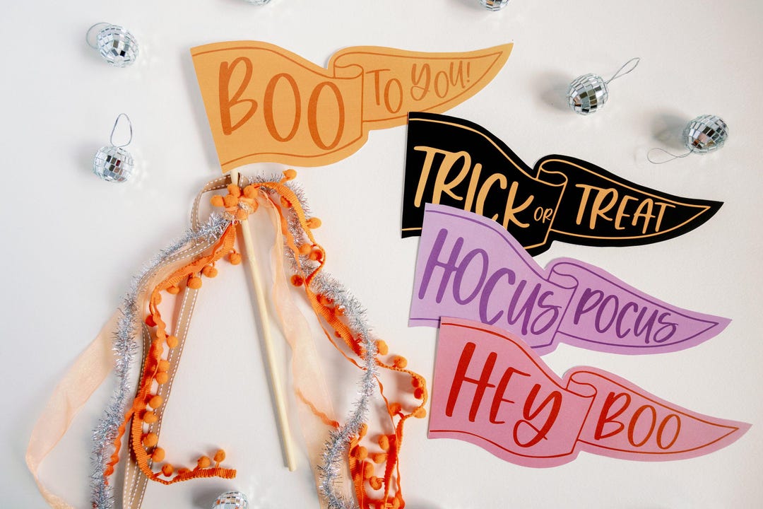 Halloween Printable Pennant Set – DIY Banner, 4 Printable Pennants ...