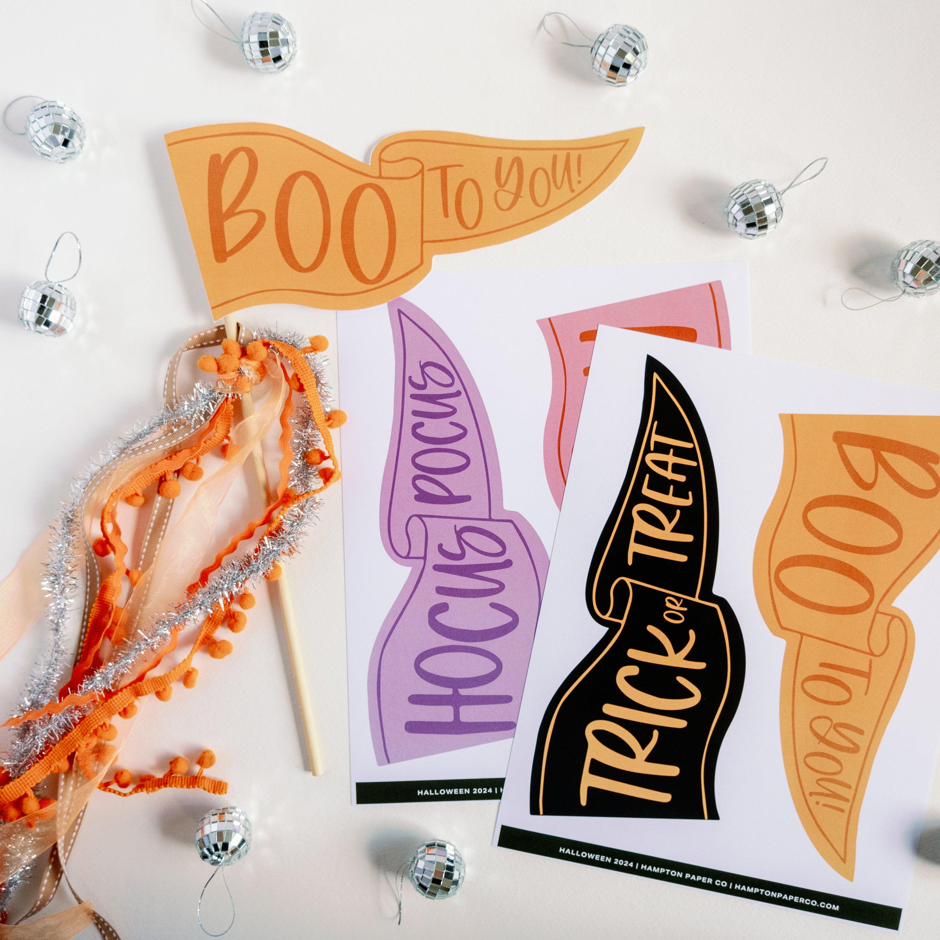 Halloween Printable Pennant Set – DIY Banner, 4 Printable Pennants ...