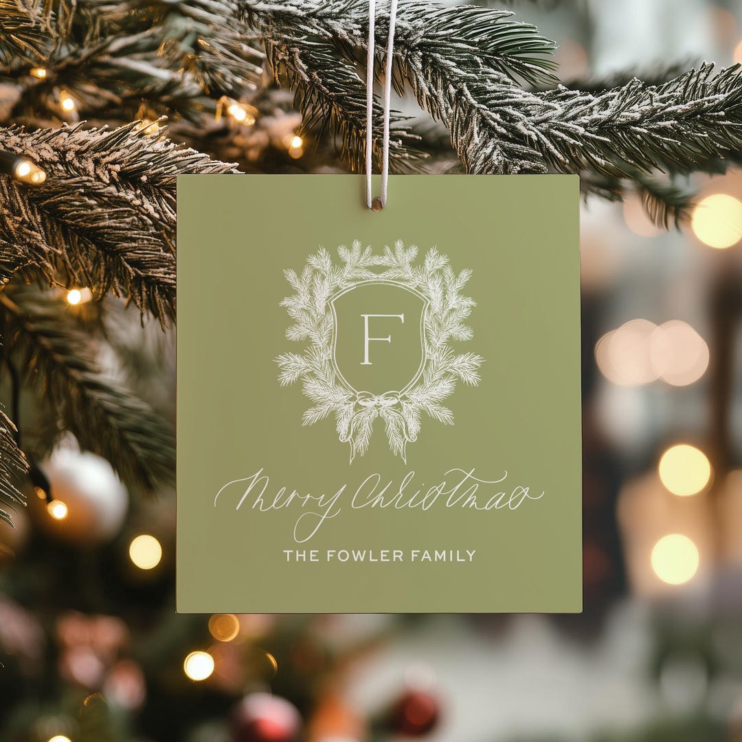 Personalized Christmas Crest Gift Tags – Custom Holiday Tags in Green ...