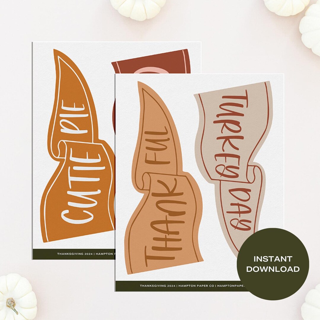 Thanksgiving Pennant Flag Printable | Set of 4 Designs | Instant ...