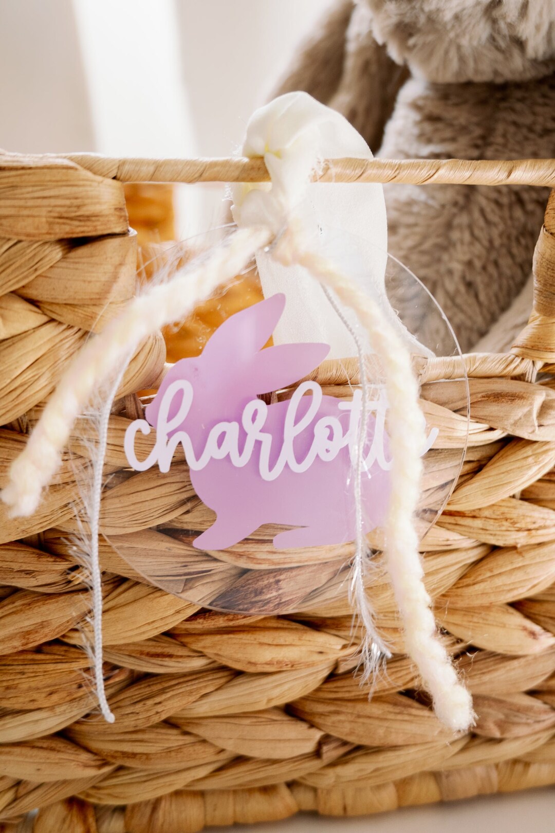 Personalized Easter Bunny Acrylic Basket Tag, Custom Easter Basket Gift ...