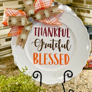 Thankful Grateful Blessed Charger Plate Thanksgiving Fall Decor Gifts ...