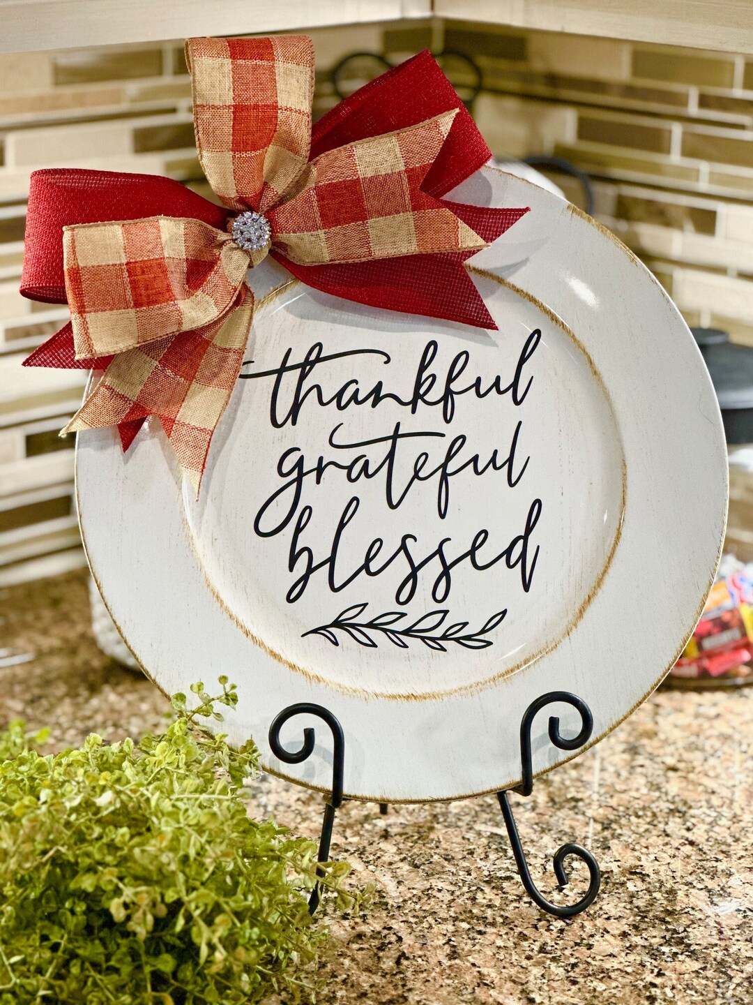 Thankful Grateful Blessed Charger Plate Thanksgiving Fall Decor Gifts ...
