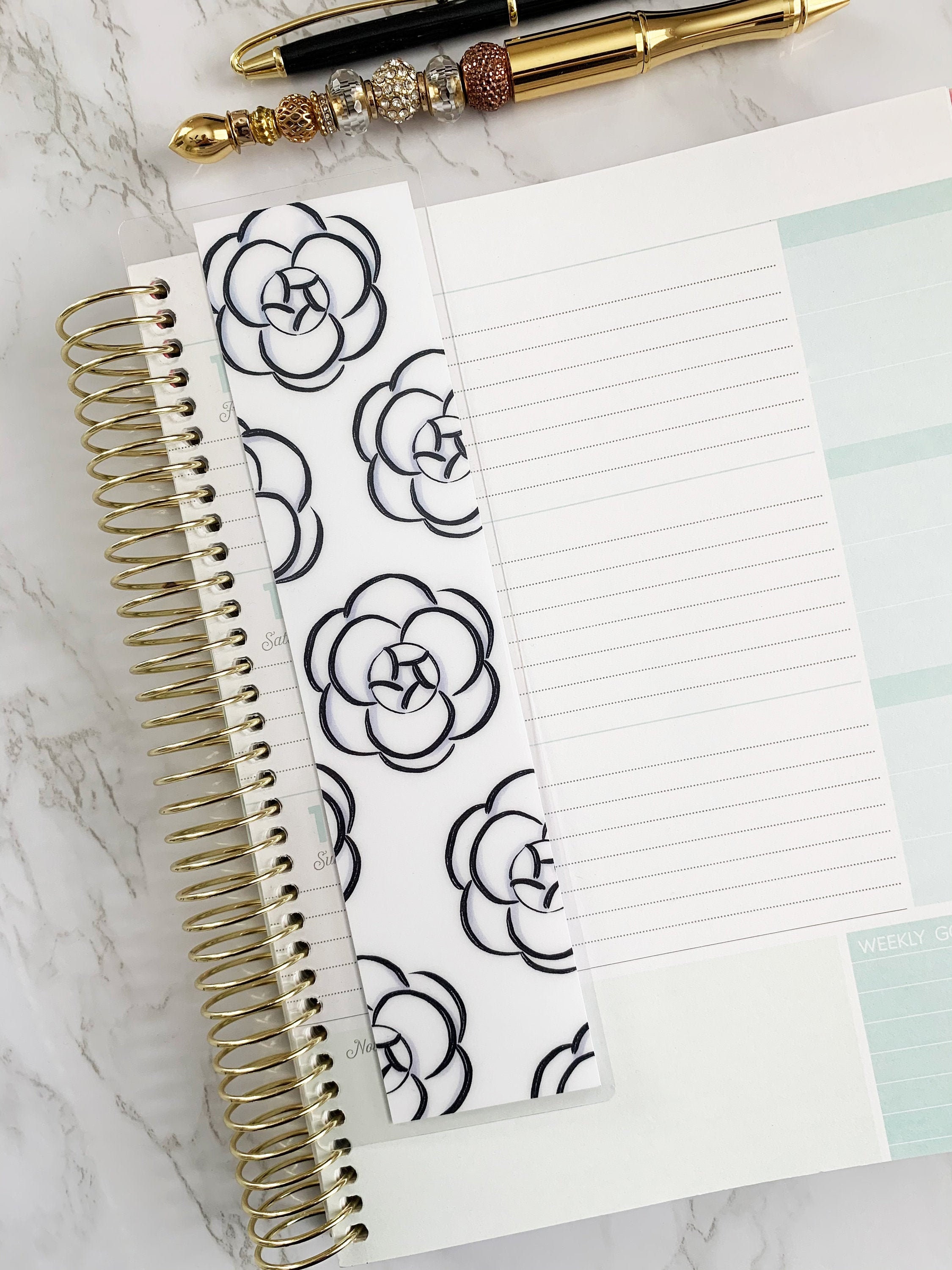 Paper Page Marker laminated for use with Erin Condren Planner Floral ...