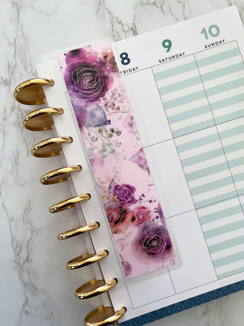 Paper Page Marker laminated for use with Erin Condren Planner Floral ...