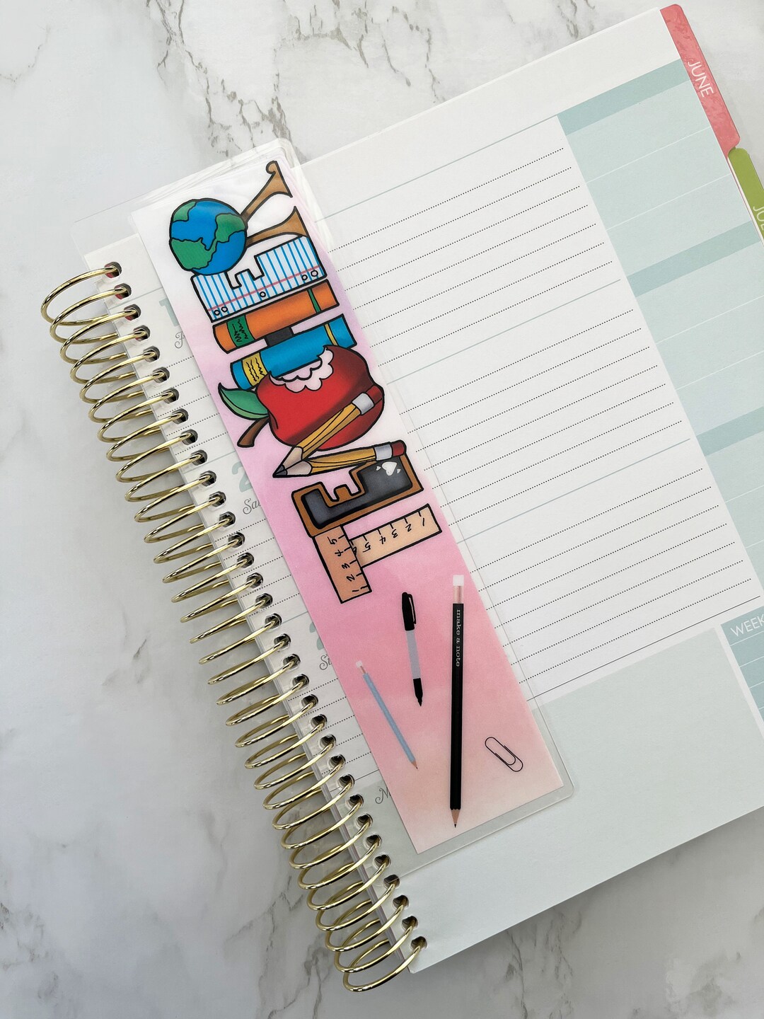 Teacher Page Marker Laminated for Use With Erin Condren Planner, Happy ...