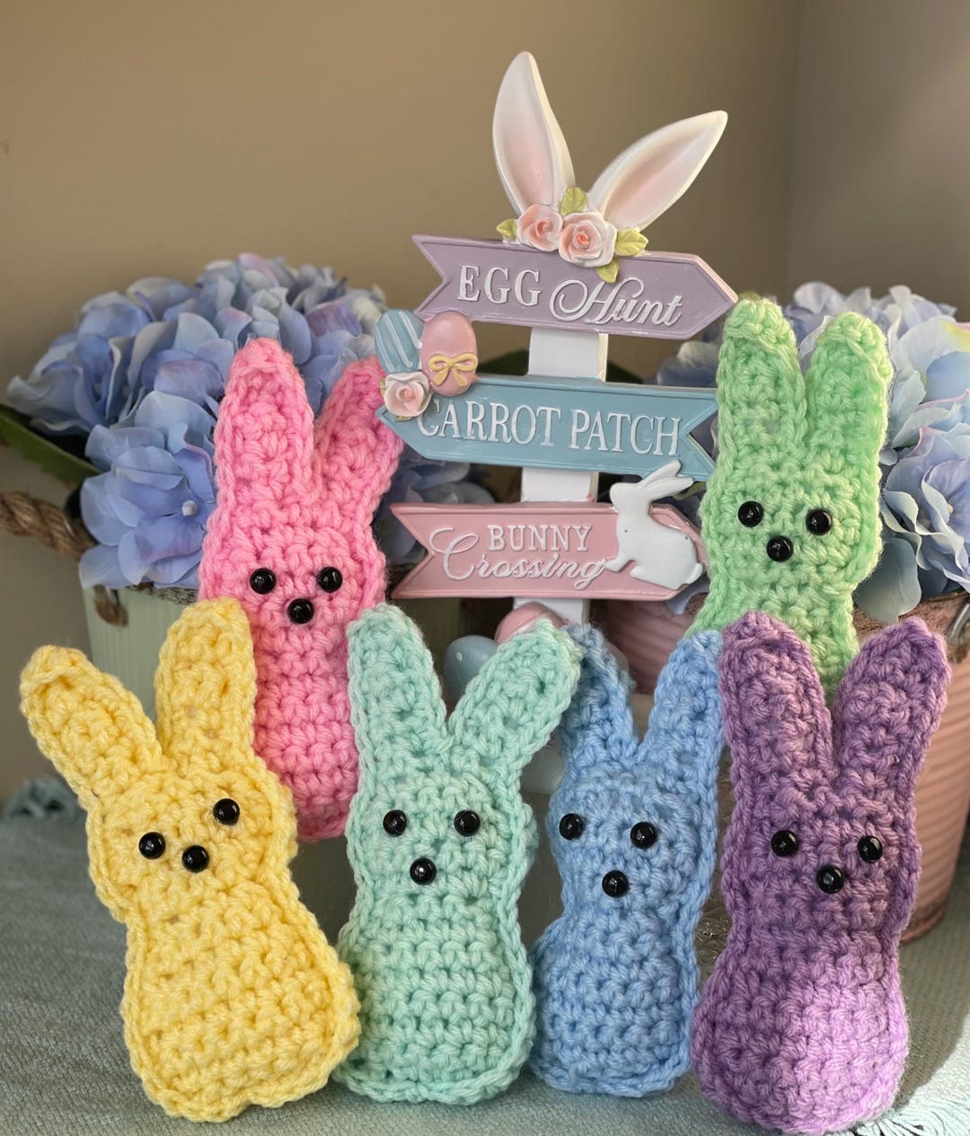 Crochet Peep Bunny Amigurumi Marshmallow Peep Easter Basket Stuffer ...