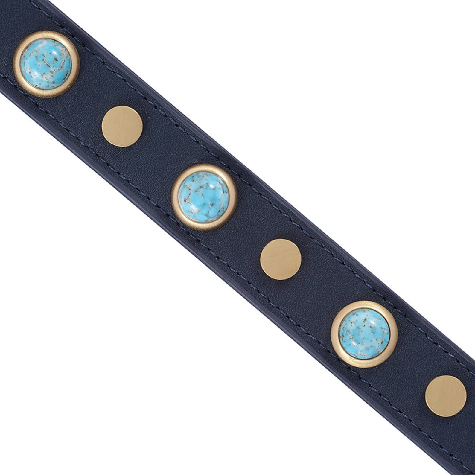 Blue Leather Turquoise Dog Collar, Vintage Turquoise Glass Dog Collar ...