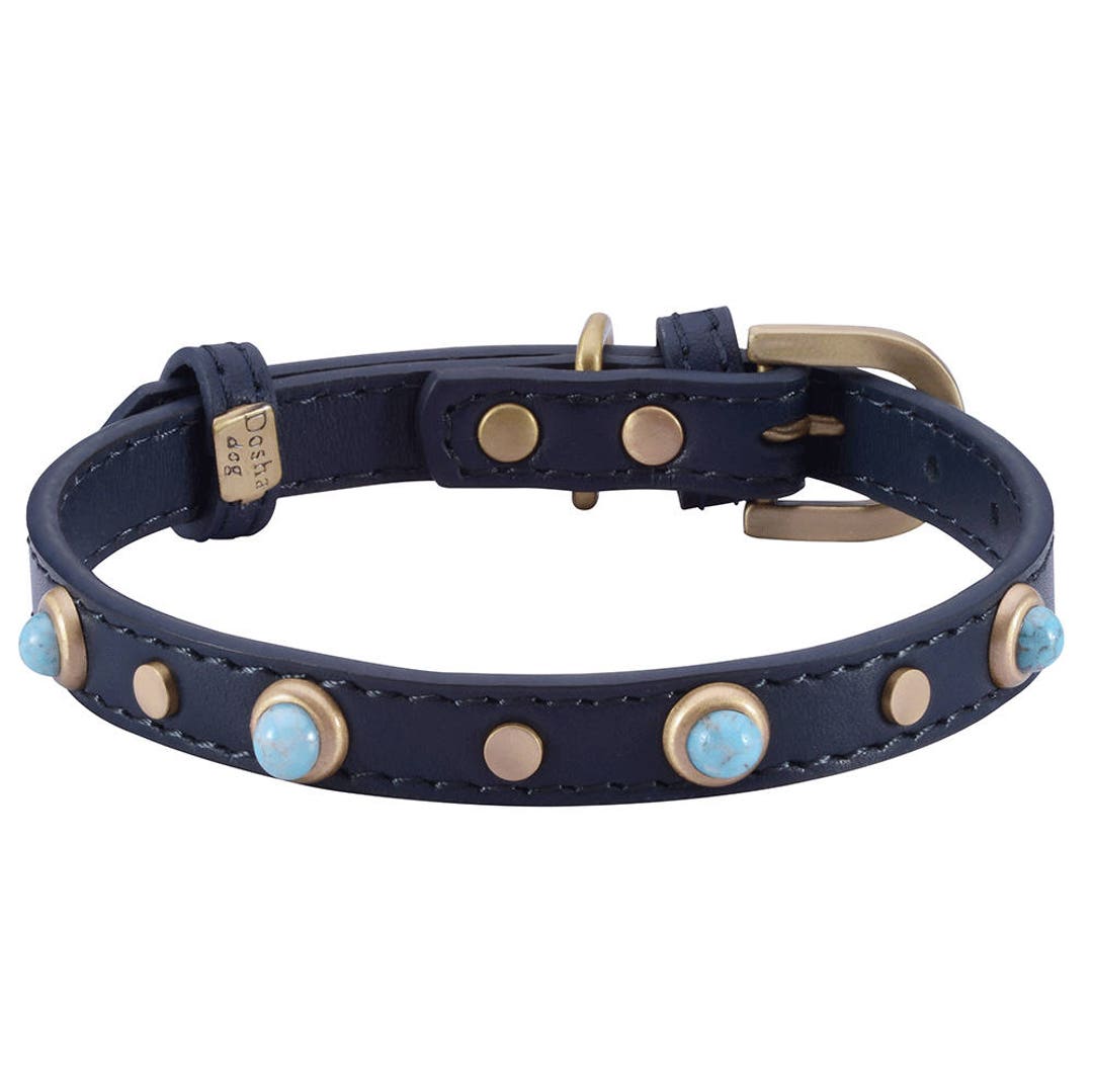 Luxury Stone Fashion Collar, Dark Blue Designer Turquoise Dog Collar ...