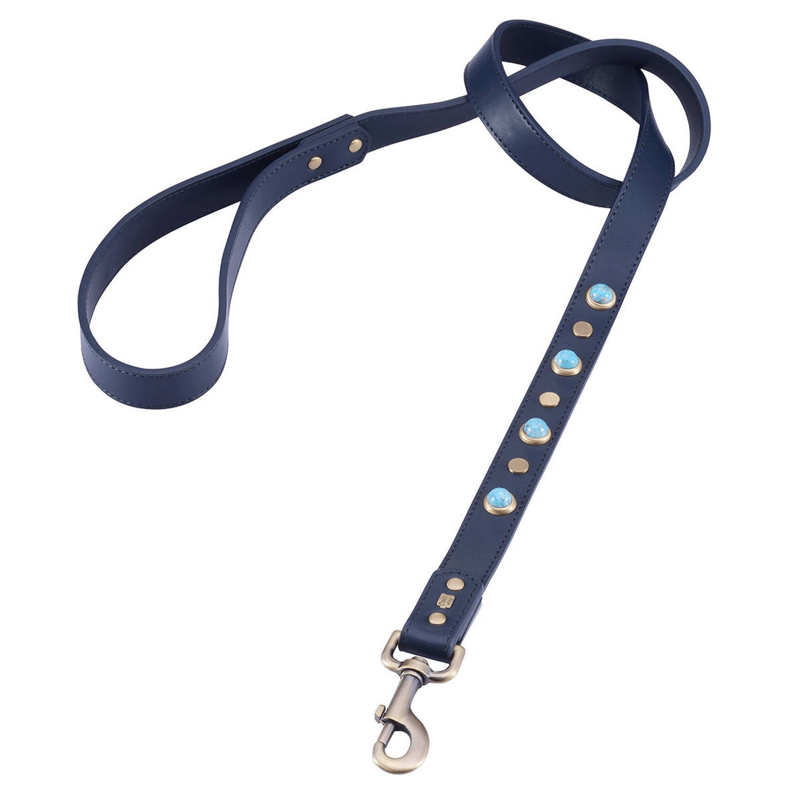 Blue Leather Turquoise Dog Collar, Vintage Turquoise Glass Dog Collar ...