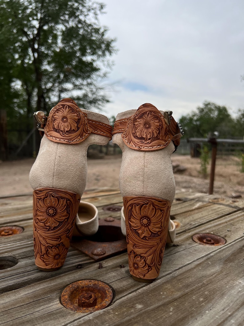 Hand Tooled Block Heels - Made to Order - Etsy