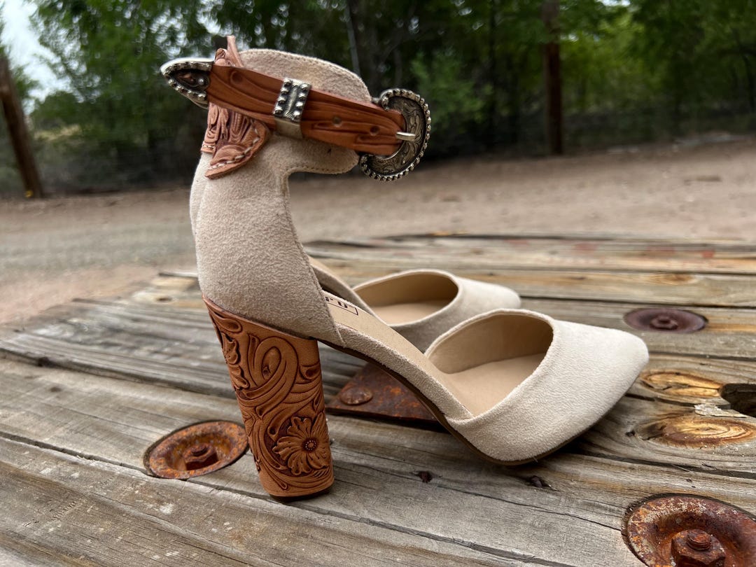 Hand Tooled Block Heels - Made to Order - Etsy