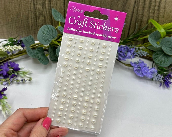 Stick on Ivory Pearls - Sizes 3mm & 6mm X 136 Pieces - Adhesive Backed ...