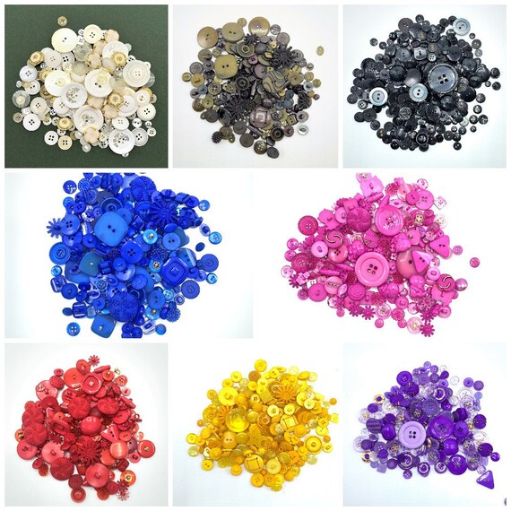 50g Mixed Buttons Cream Black Brown Red Pink Blue Yellow | Etsy