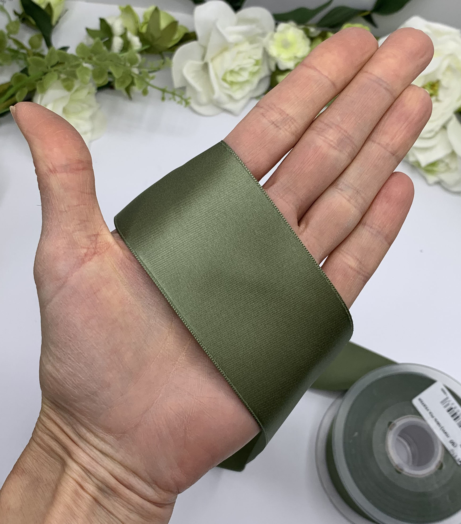 Olive Green Double Satin Ribbon in 5 Widths Wedding Sash - Etsy UK