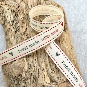 5/8" Handmade With Love Ribbon, Hand Made Fabric Sew in Labels - Etsy