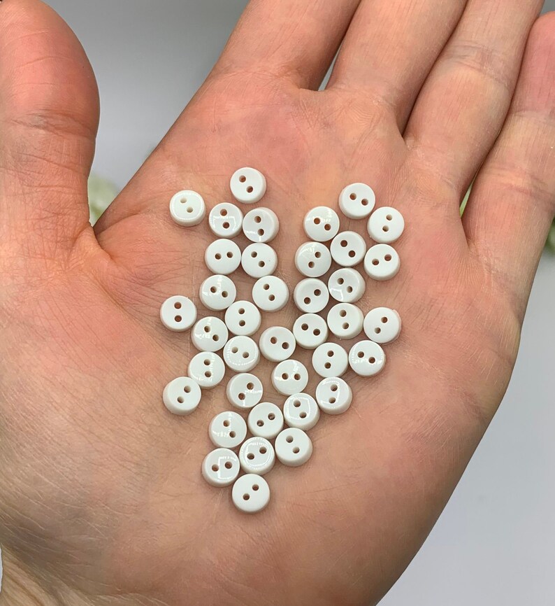 Tiny White Buttons 6mm Round 2 Hole Small White Buttons Doll - Etsy