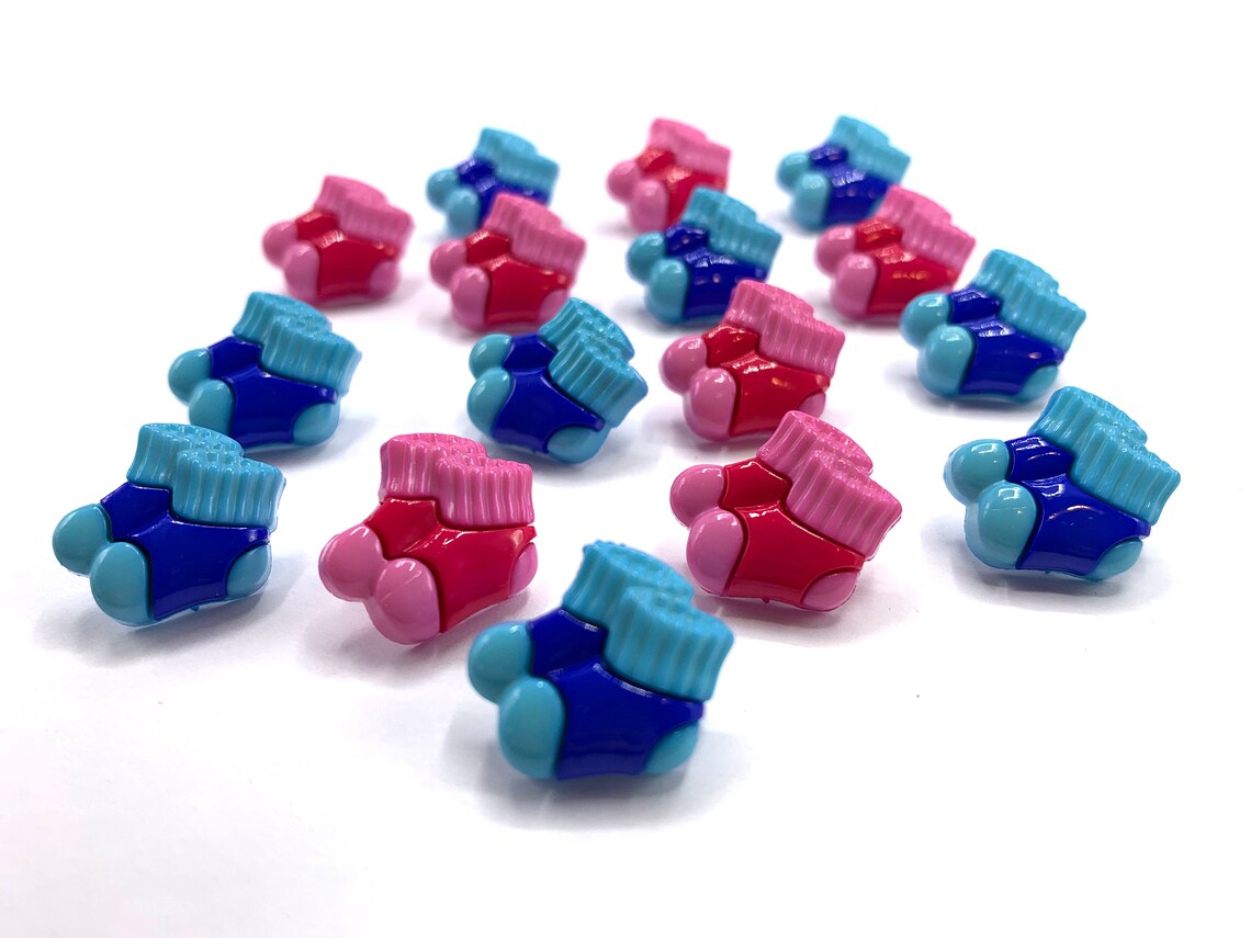 Baby Booties Buttons, Pink and Blue, 15mm, Sewing Embellishments - Etsy UK