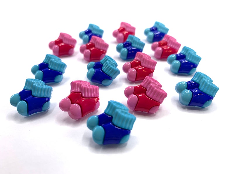 Baby Booties Buttons, Pink and Blue, 15mm, Sewing Embellishments - Etsy UK