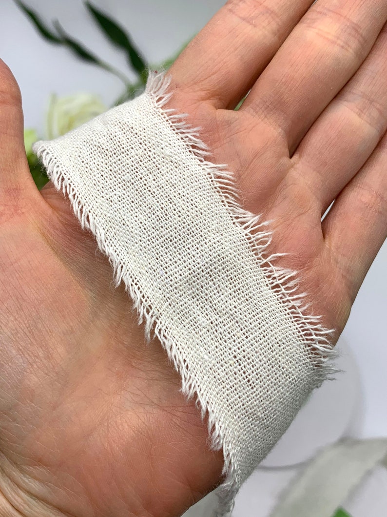 1.5 frayed edge ribbon natural cotton linen trim | Etsy