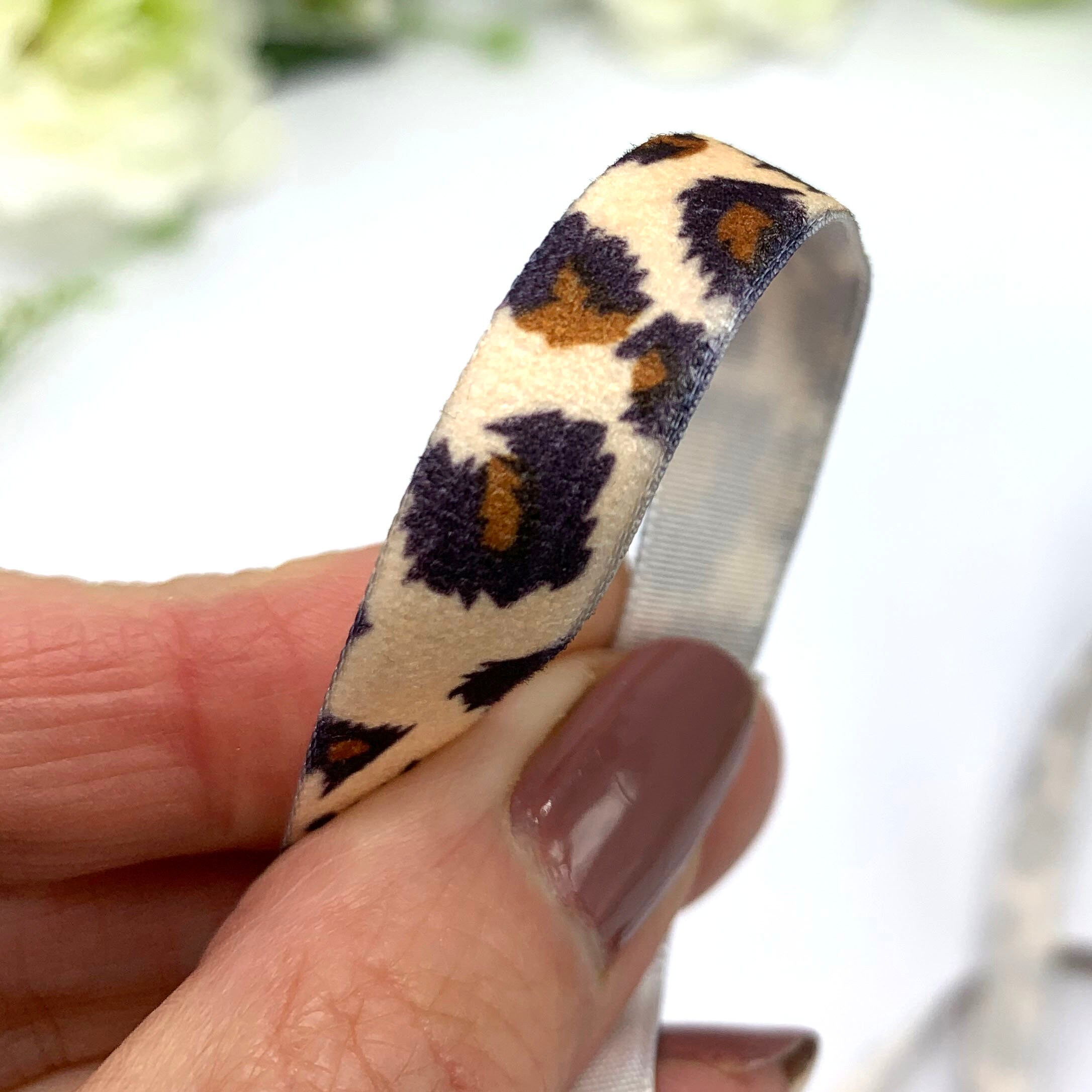 Leopard print velvet funky animal print ribbon in 4 widths | Etsy