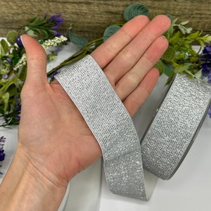 Silver Lurex Elastic Trim, Waistband Elastic, Hair Ties, Sold by Metre ...