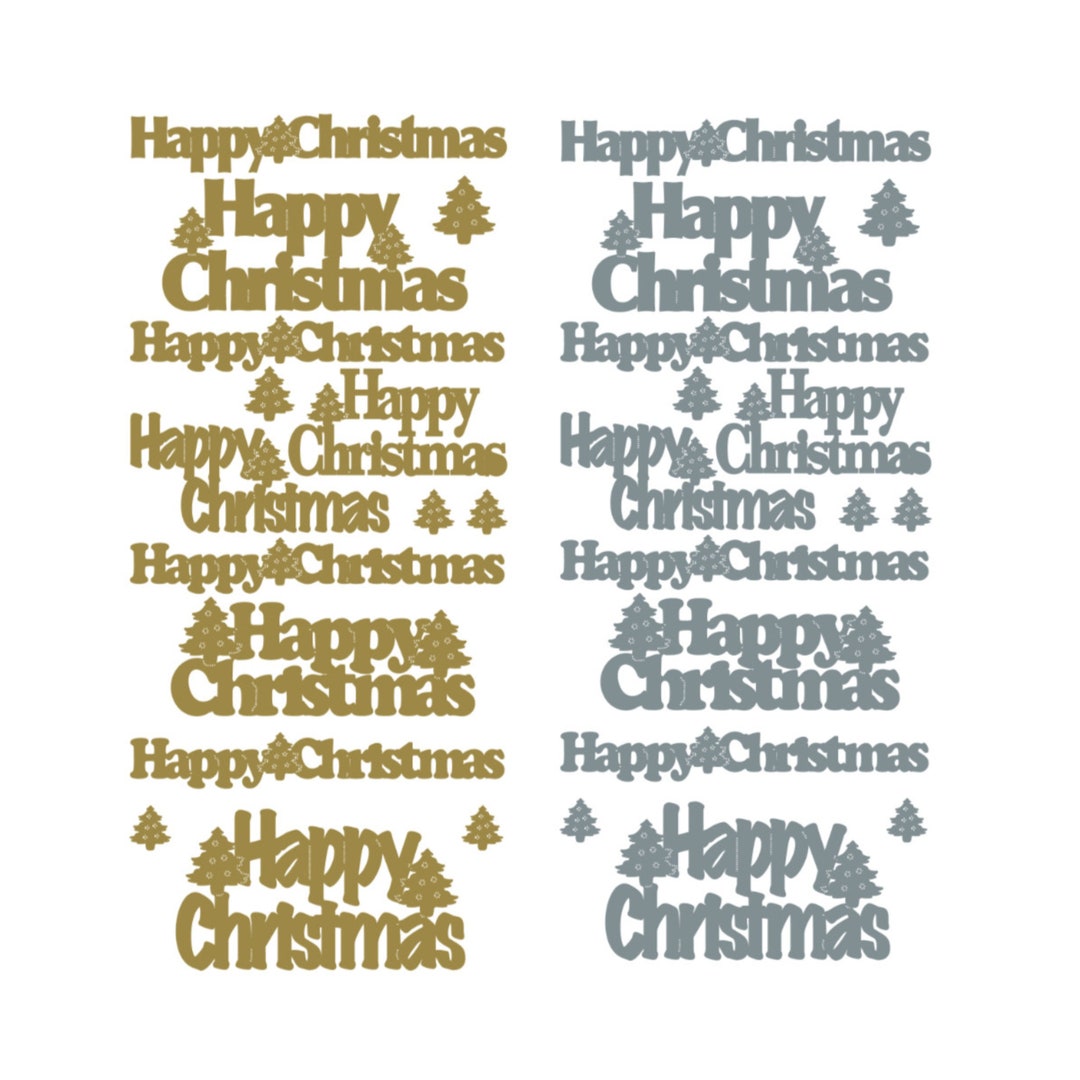 Happy Christmas Stickers, Peel off Foiled Gold and Silver Embellishment ...