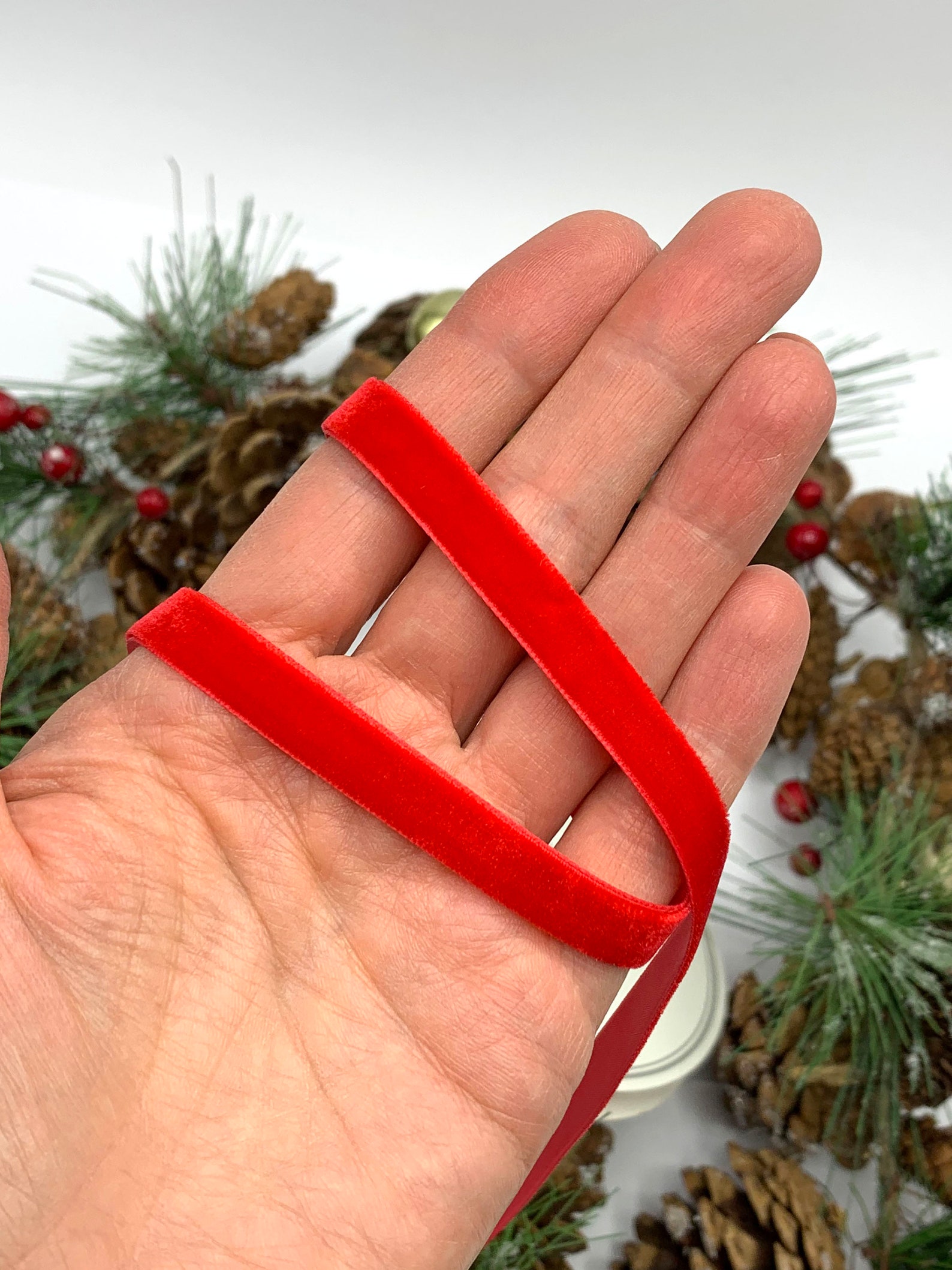 Scarlet Red Velvet Christmas Ribbon 3 Widths 9mm 16mm 22mm - Etsy UK