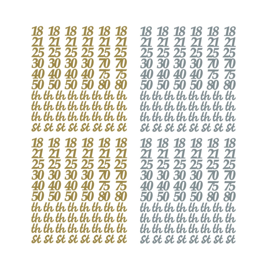 Gold or Silver Milestone Stickers, Birthday, Anniversary, Scrapbook ...