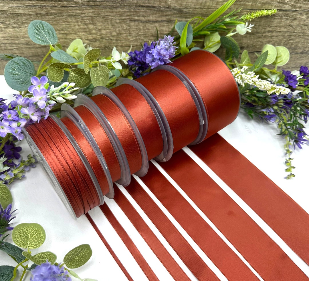 Rich Terracotta Double Satin Ribbon in 7 Widths, Wedding Favours, Sash ...