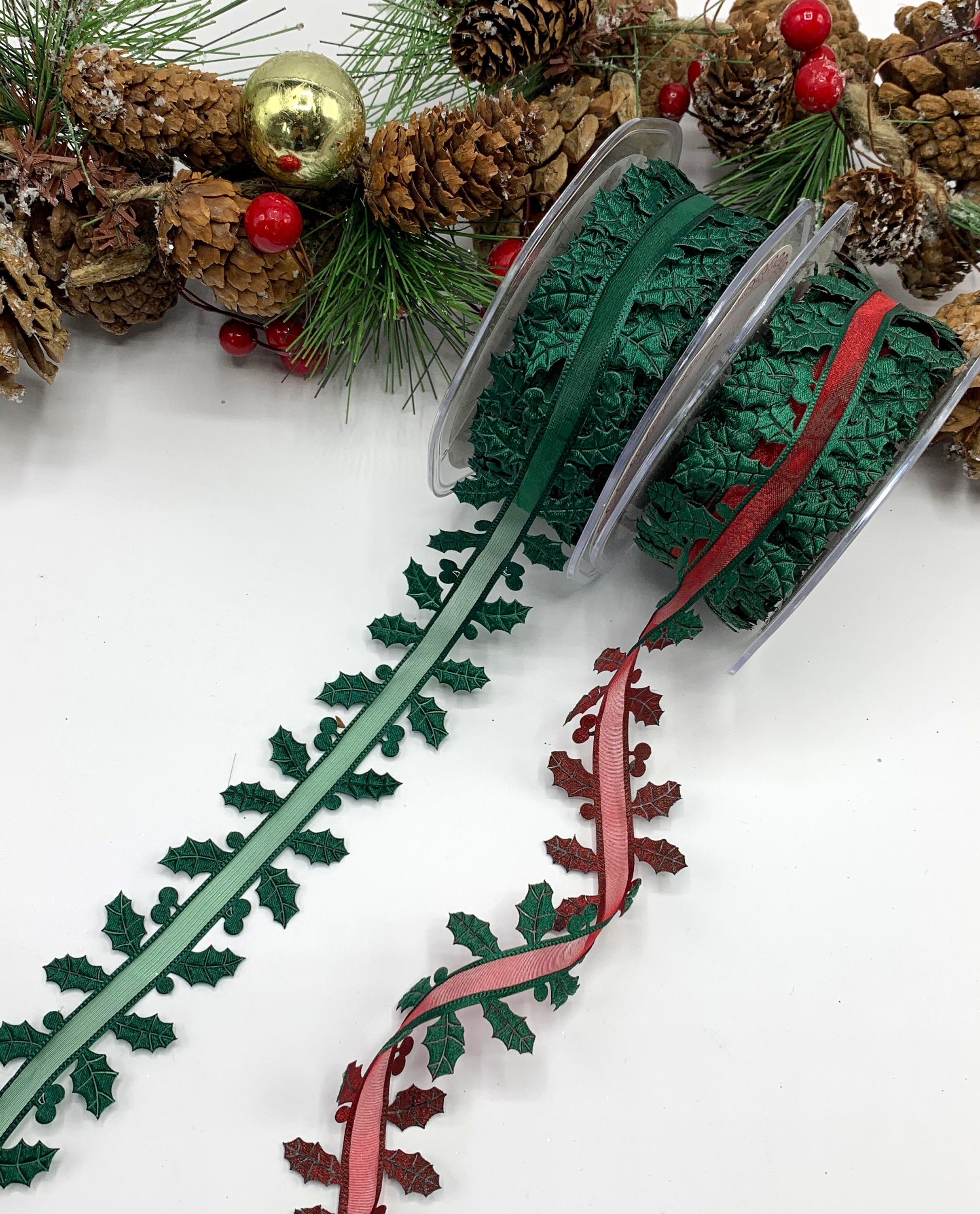 Cut Out Holly Trim Sheer Organza and Satin Holly Leaf | Etsy UK