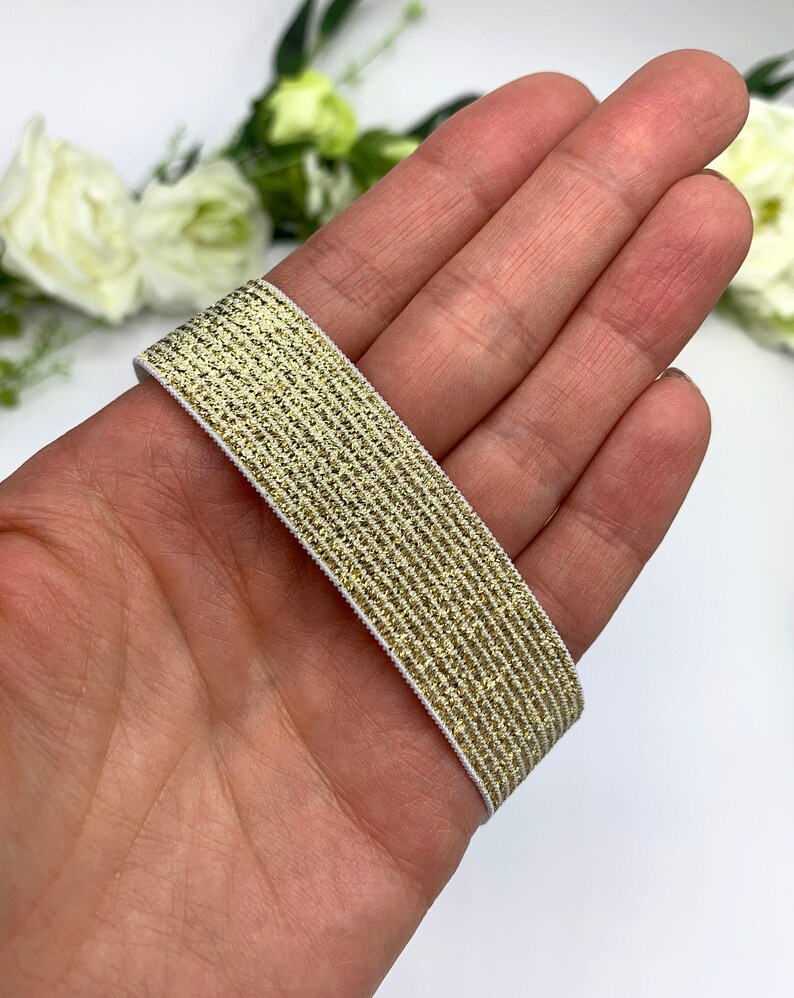 Gold Lurex Elastic sparkly metallic elastic trim 20mm | Etsy