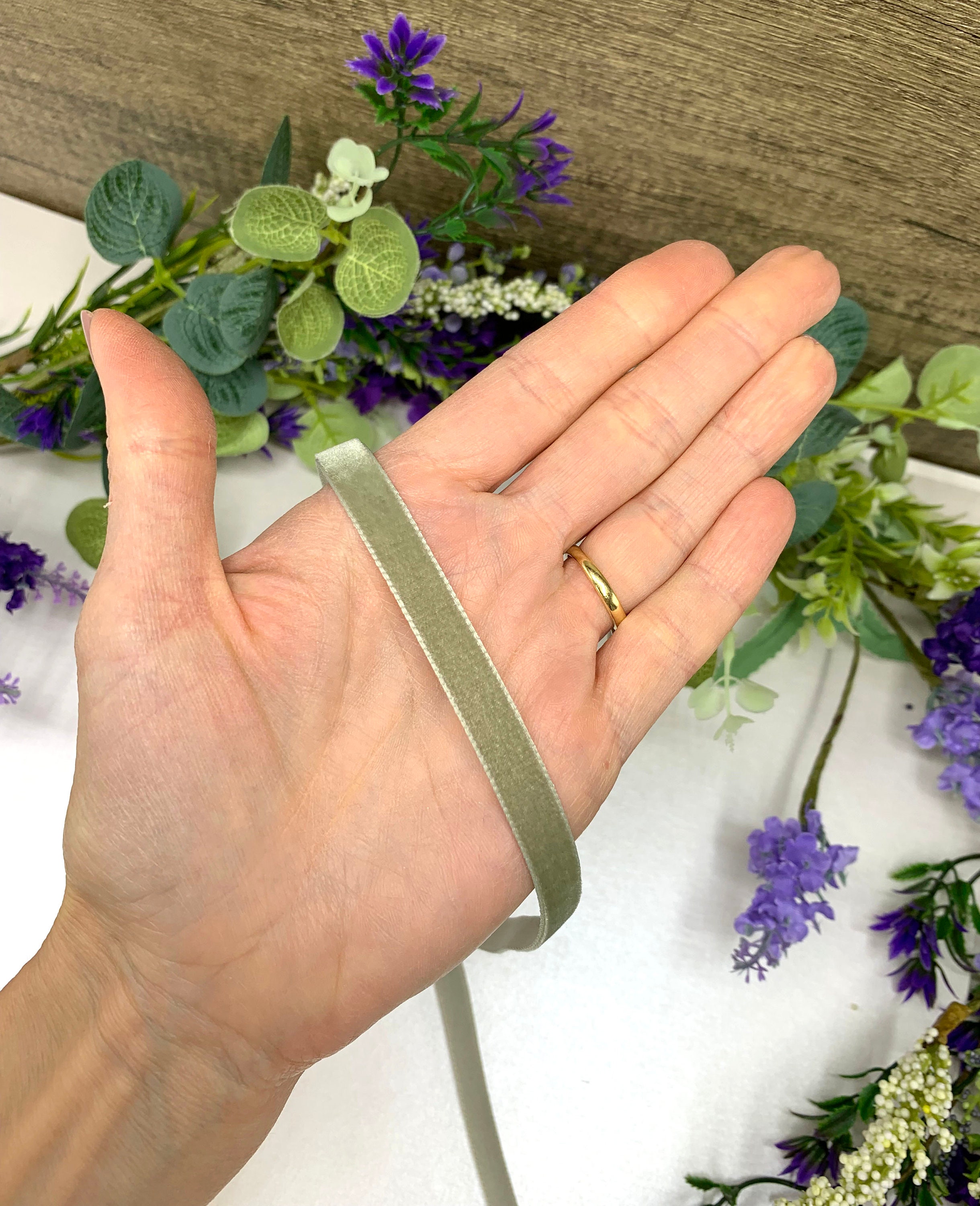 Sage Green Velvet Ribbon for Weddings Invites Flowers and - Etsy