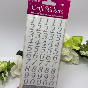 Glitter Number Stickers, Rose Gold, Gold, Silver Sparkly Script Number ...
