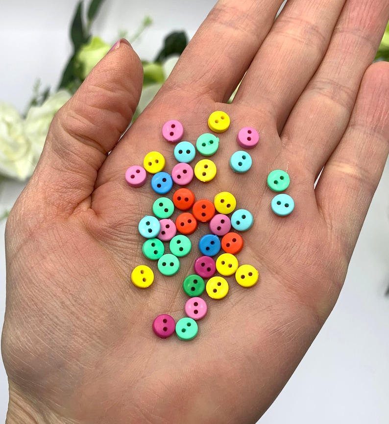 Tiny Round Tropical Buttons Small Bright Assorted Buttons for - Etsy